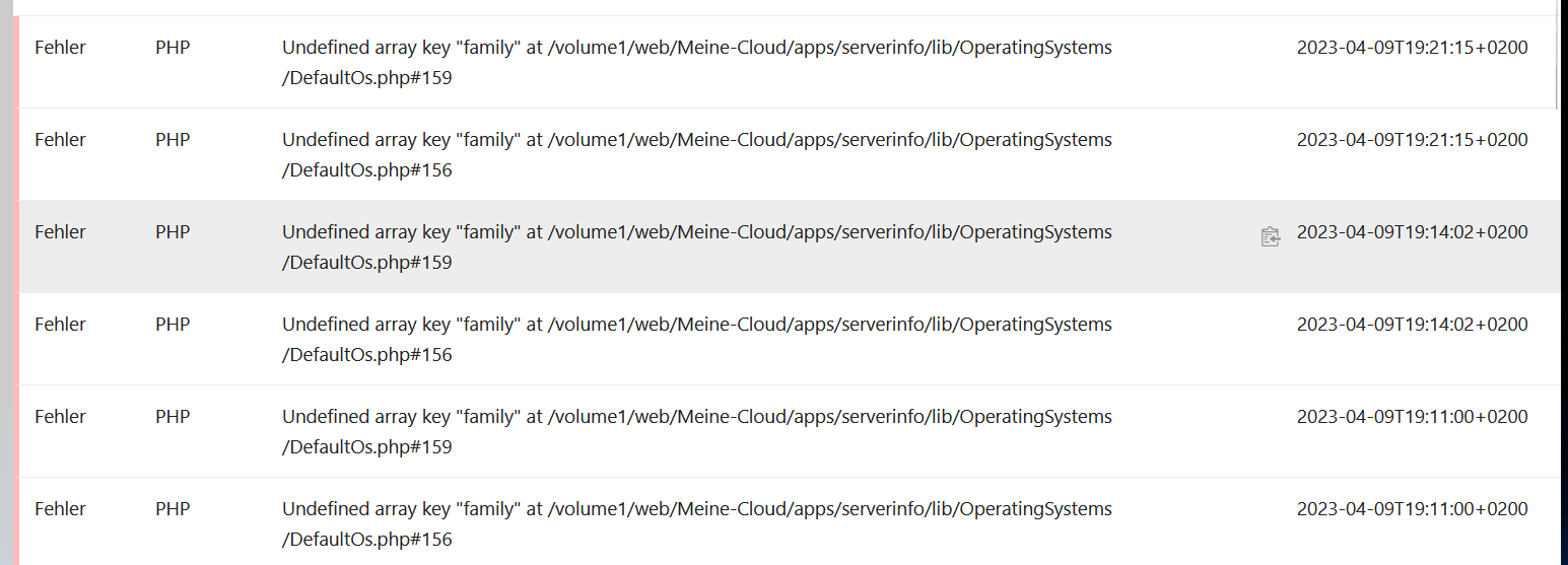[Bug]: Undefined Array key "Family" in DefaultOs.php · Issue #435 · nextcloud/serverinfo · GitHub