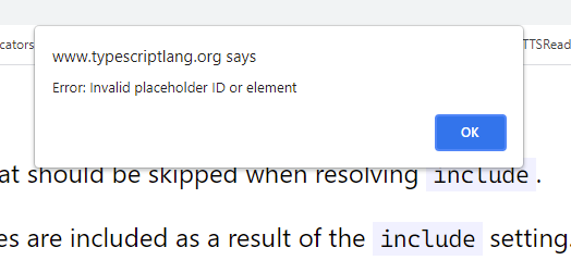 Docs: Invalid placeholder iD or element · Issue #1975 · microsoft/TypeScript-Website · GitHub