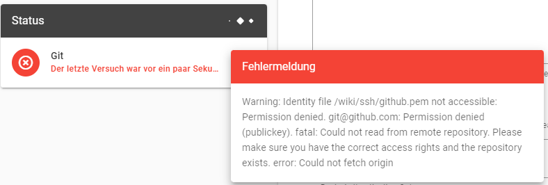 Error github "WARNING: UNPROTECTED PRIVATE KEY FILE!" · requarks wiki · Discussion #5236 · GitHub