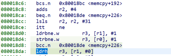 memcpy crashes with NEW_LIBC on stm32 cortex m7 with debugger attached ...