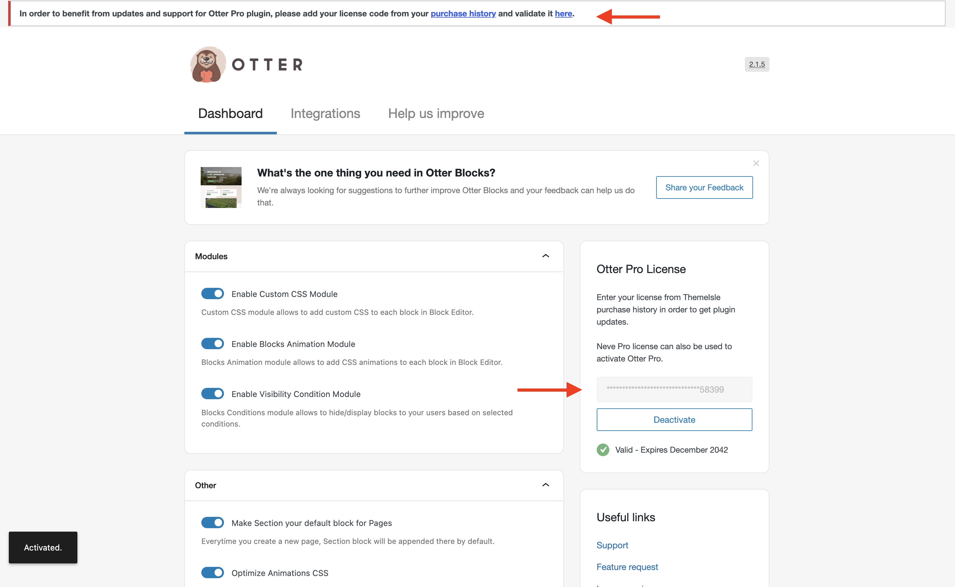 The notice about license key won't disappear unless I refresh the page · Issue #1381 · Codeinwp ...