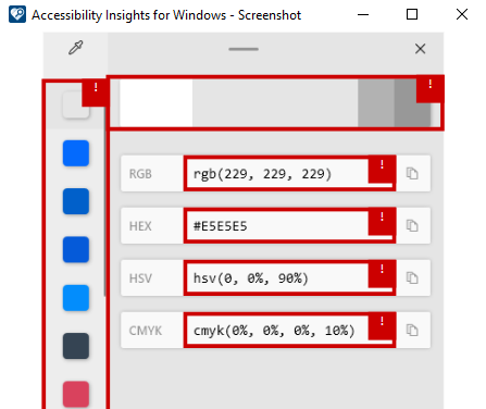 [Screen Readers - Power Toys - Color Picker]: The Name property of a focusable element must not ...