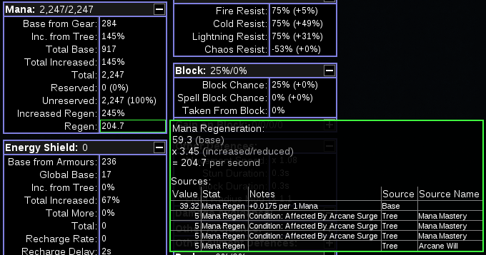 Mana Mastery regen applies per Mastery allocated instead of just once ...