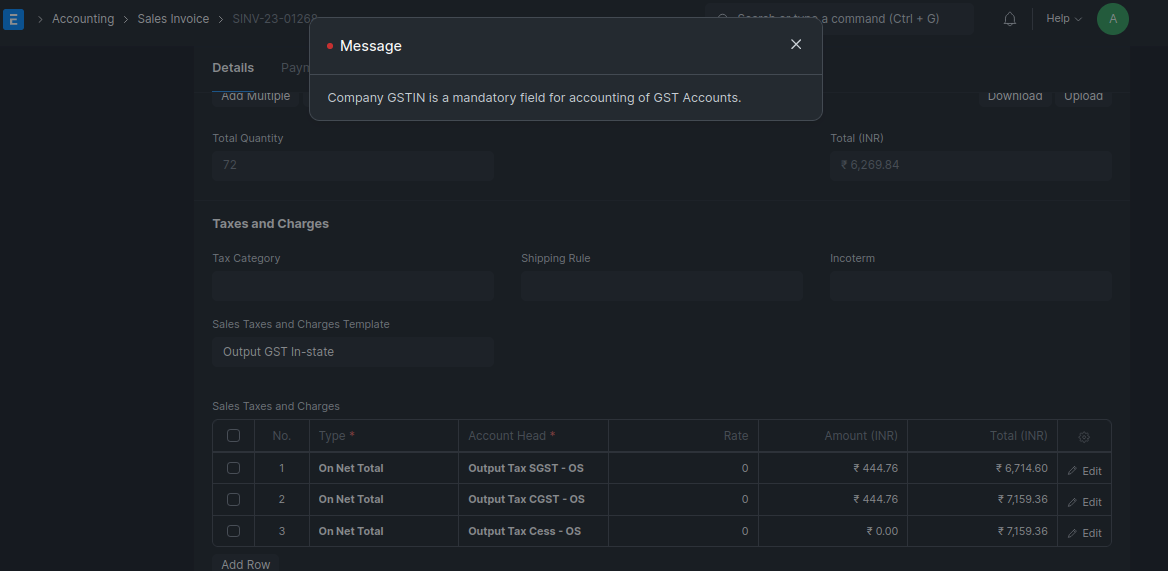 Error in version 14:Company GSTIN is a mandatory field for accounting of GST Accounts. · Issue ...