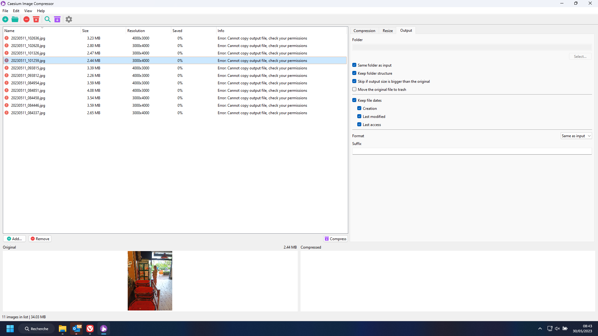 2.4.0 : can't compress anymore : "check tout permissions" error · Issue #203 · Lymphatus/caesium ...