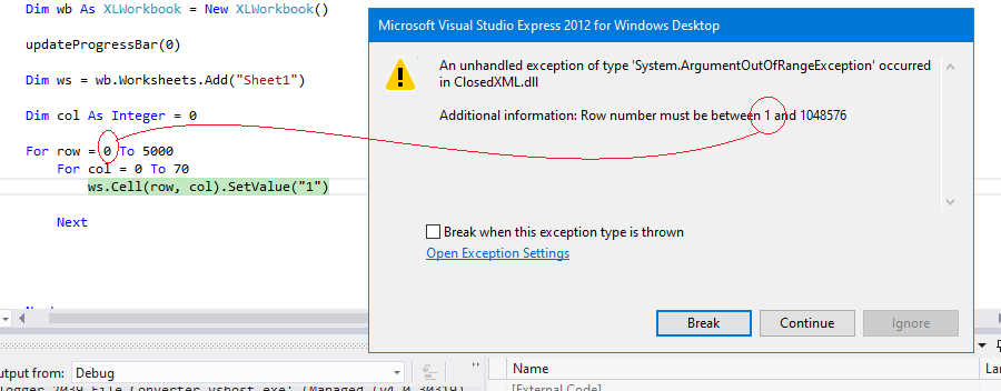 [Solved] Row number must be between 1 and 1048576, Column number must be between 1 and 16384 ...