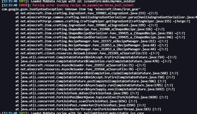 [12:17:04 WARN]: defineId called for: class com.github.alexthe666 ...