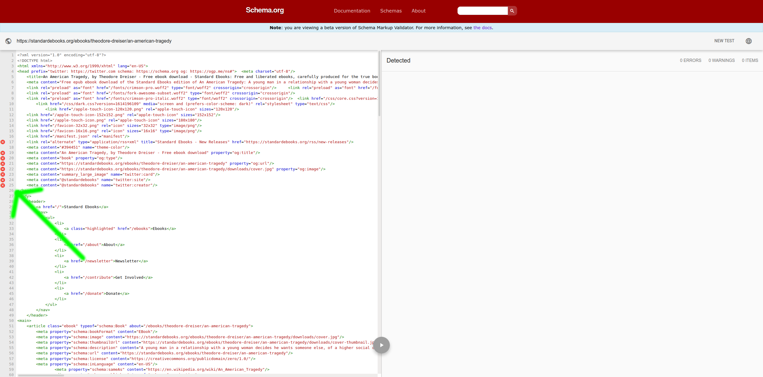 Schema Markup Validator highlights erroneous errors on first load of ...