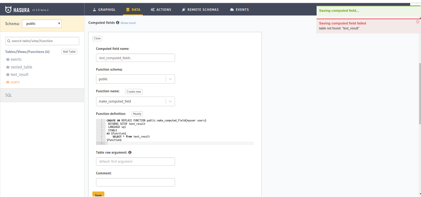 Computed fields returning `SETOF table` without primary key cannot be tracked · Issue #5153 ...