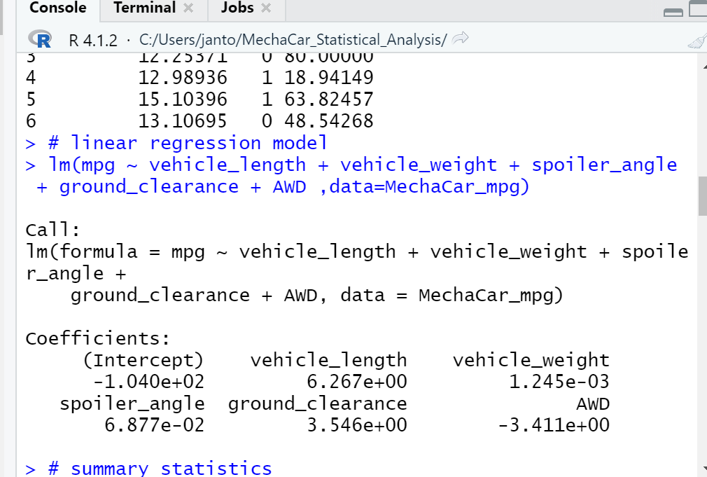 GitHub - JoeAB3/MechaCar_Statistical_Analysis