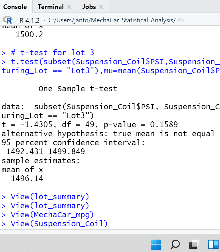 GitHub - JoeAB3/MechaCar_Statistical_Analysis