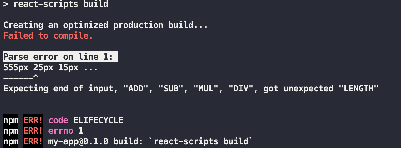 Failing Npm Build With Calc Css Commands · Issue 6004 · Facebook 3922