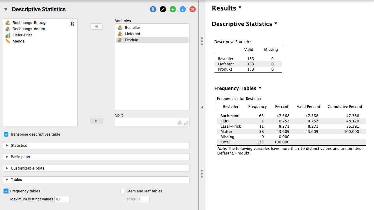 [Bug]: Frequency Tables for Nominal Scales are not gerated for all selected variables · Issue ...