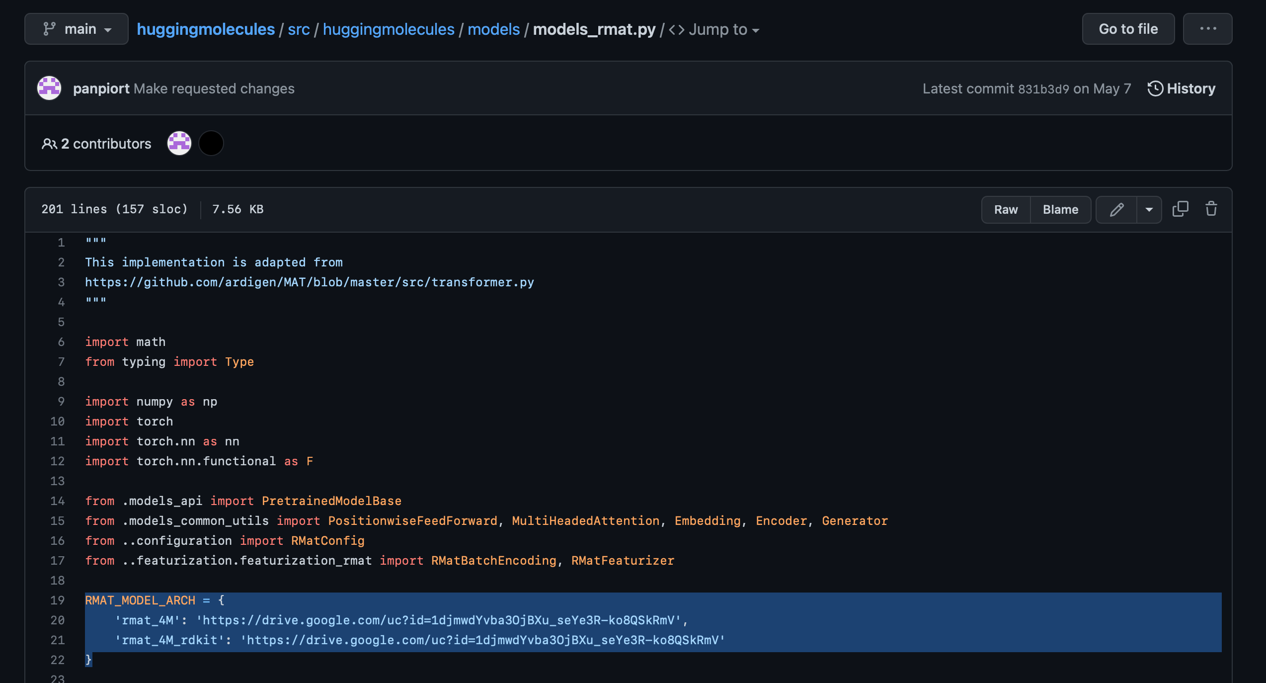 RMAT with and without RDKit has the same .pt file? · Issue #37 · gmum/huggingmolecules · GitHub
