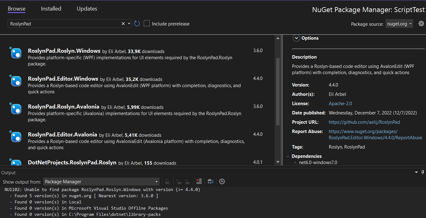 Version 4.4.0 NuGet Problem · Issue #450 · roslynpad/roslynpad · GitHub