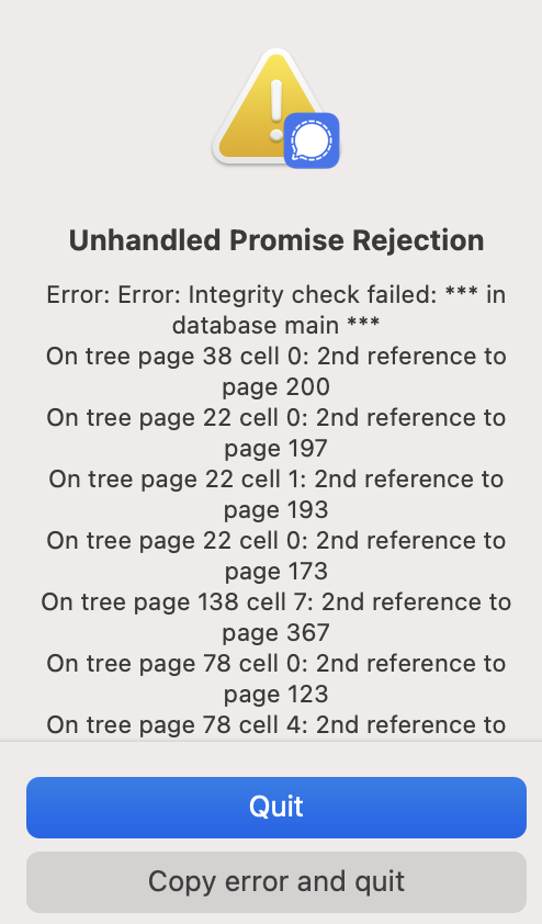 Signal won't start on new MacBook M1 (Database Error / Unhandled Promise Rejection) · Issue ...