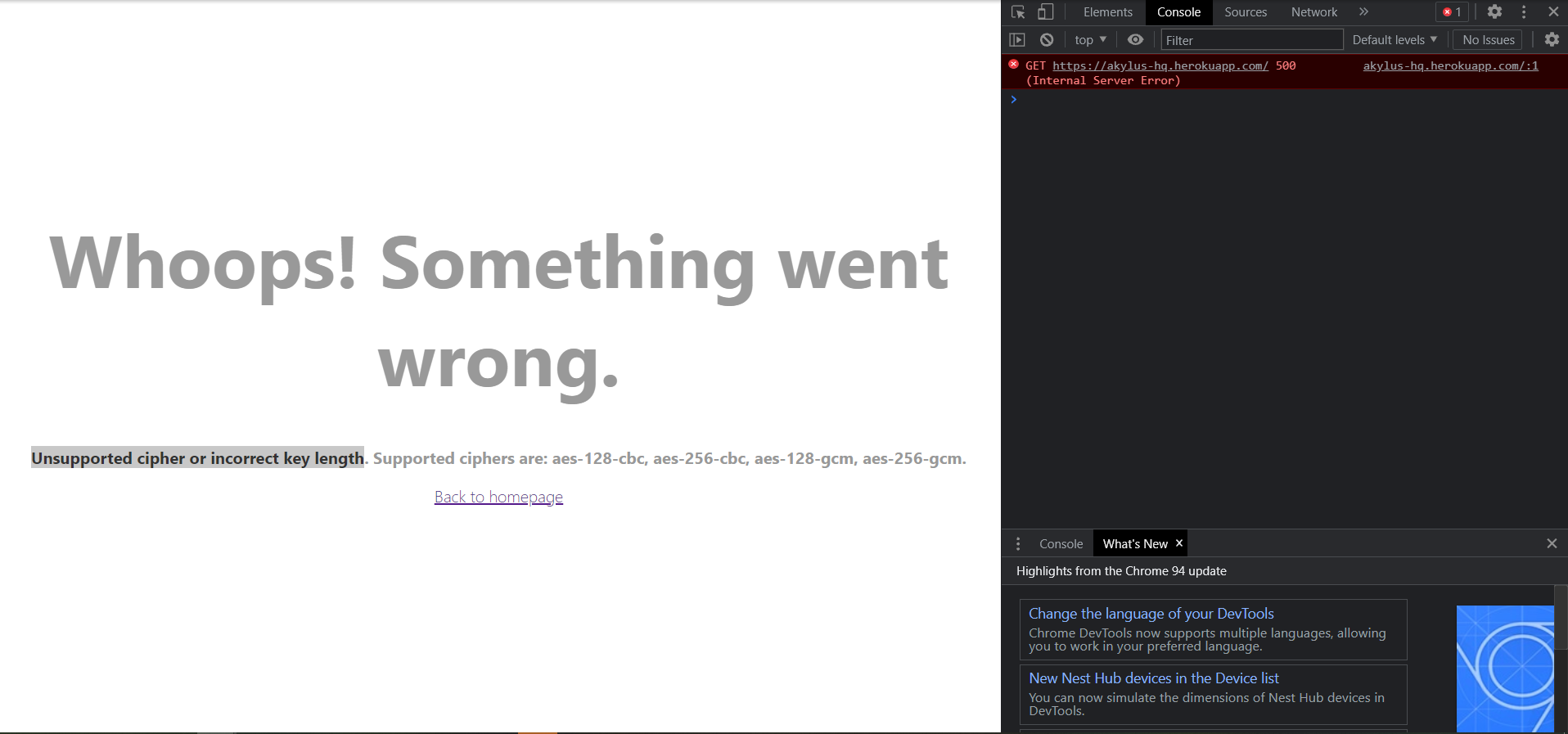 Self-hosted site on heroku returns 'Unsupported cipher or incorrect key length' error · Issue ...