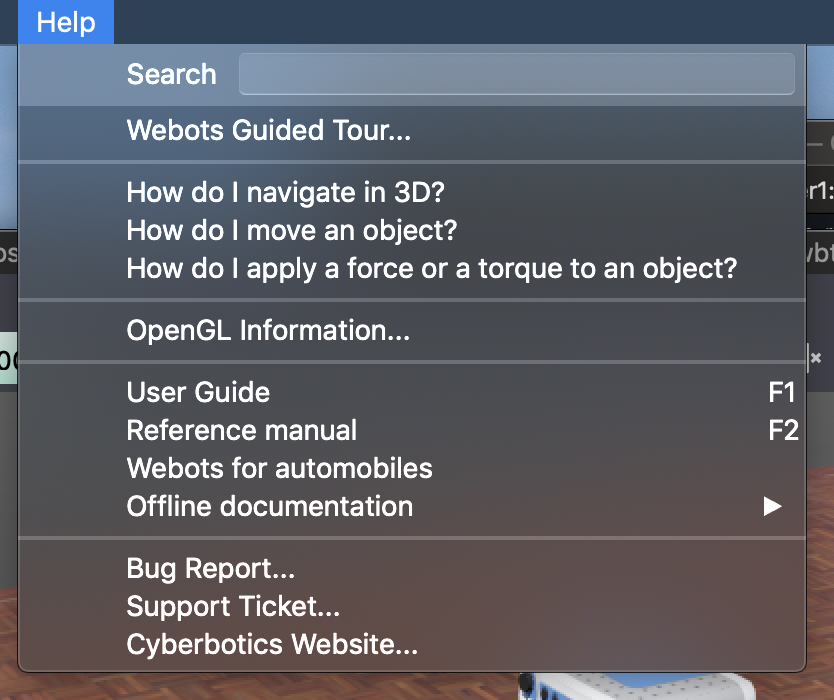 Webots Help menu refactor · Issue #873 · cyberbotics/webots · GitHub
