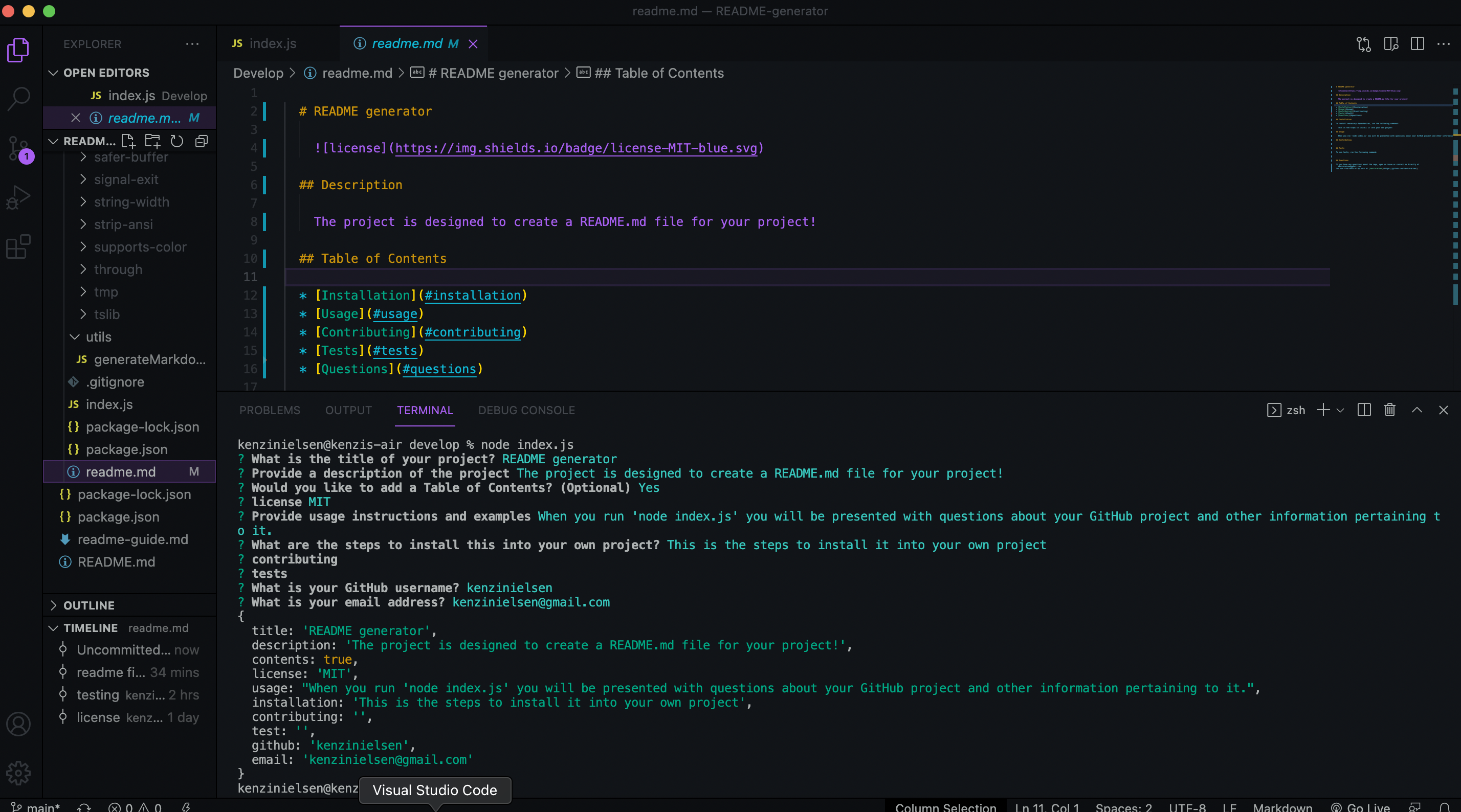 GitHub - kenzinielsen/README-generator