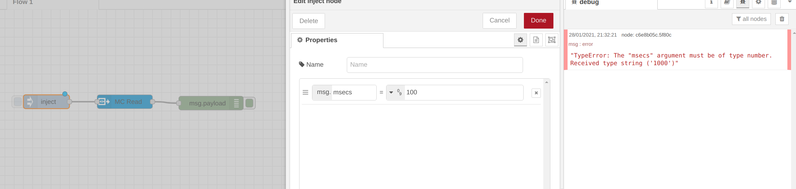 TypeError: The "msecs" argument must be of type number. Received type string ('1000') · Issue ...