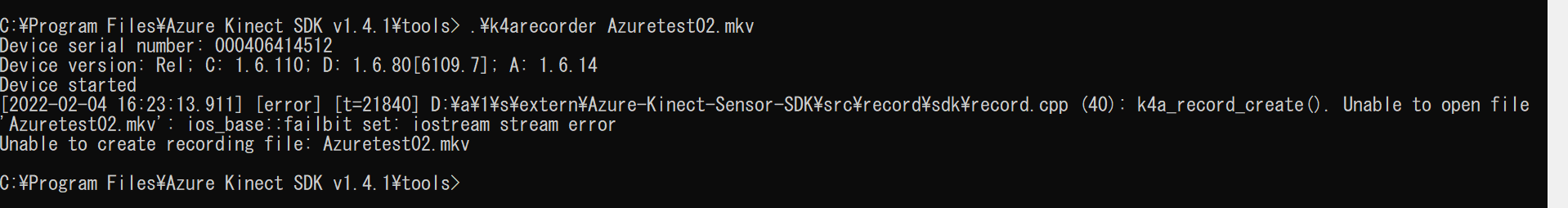 Fail to record using Azure Kinect DK recorder · Issue #1739 · microsoft/Azure-Kinect-Sensor-SDK ...