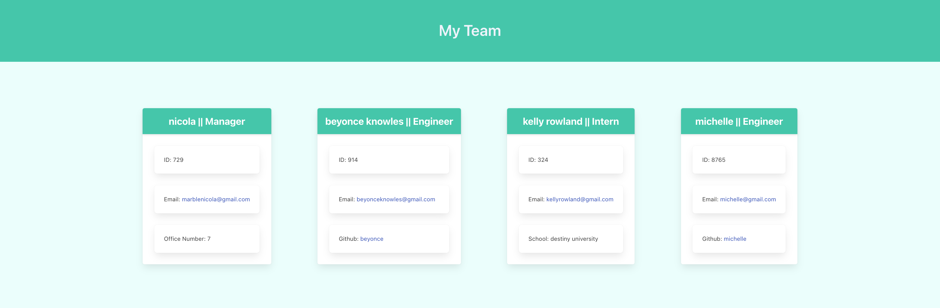 GitHub - nicolalenee/team-profile-generator: A command line application that allows users to ...
