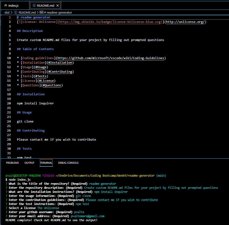 GitHub - pvalte/readme-generator