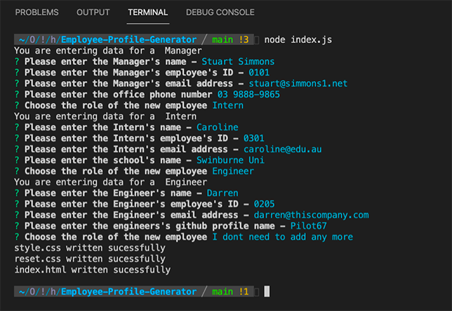 GitHub - Pilot67/Employee-Profile-Generator: Using Node to generate ...