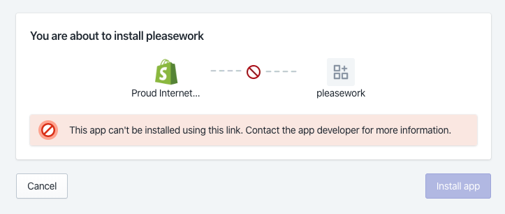 App cannot be installed using this link error · Issue #570 · Shopify/shopify-cli · GitHub