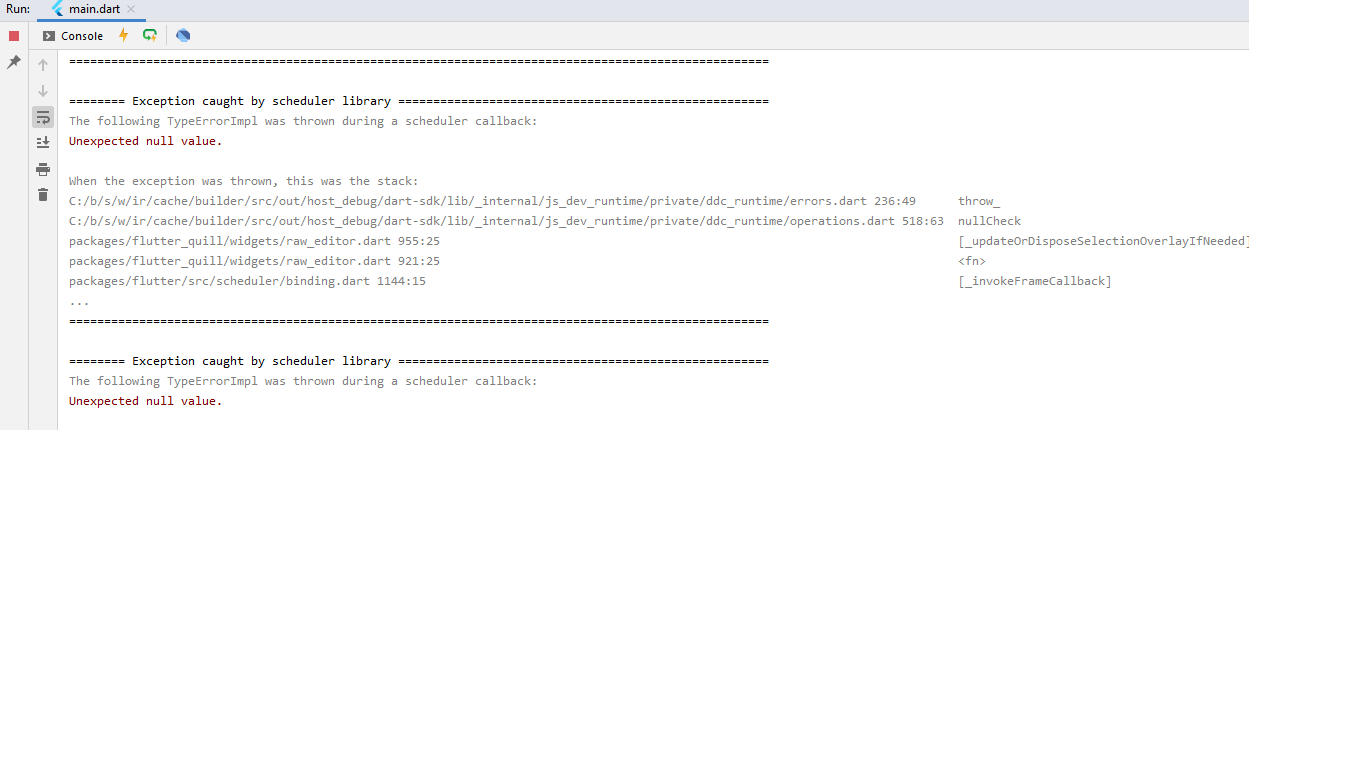 [Web] Exception caught by scheduler library · Issue #153 · singerdmx/flutter-quill · GitHub