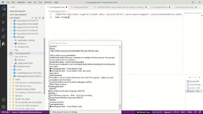 A11y_Azure App Service extension for VS Code_Files_Popup_ScreenReader ...