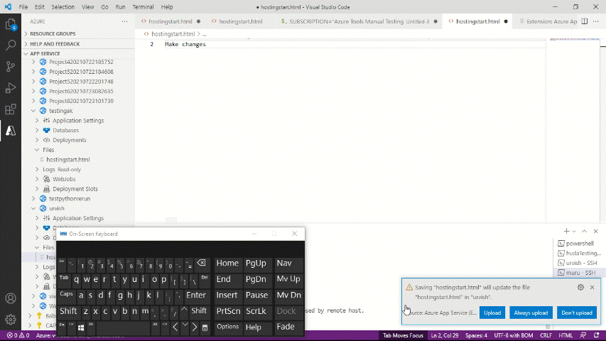 A11y_Azure App Service extension for VS Code_Files_Popup_FocusOrder: The Keyboard focus moves ...
