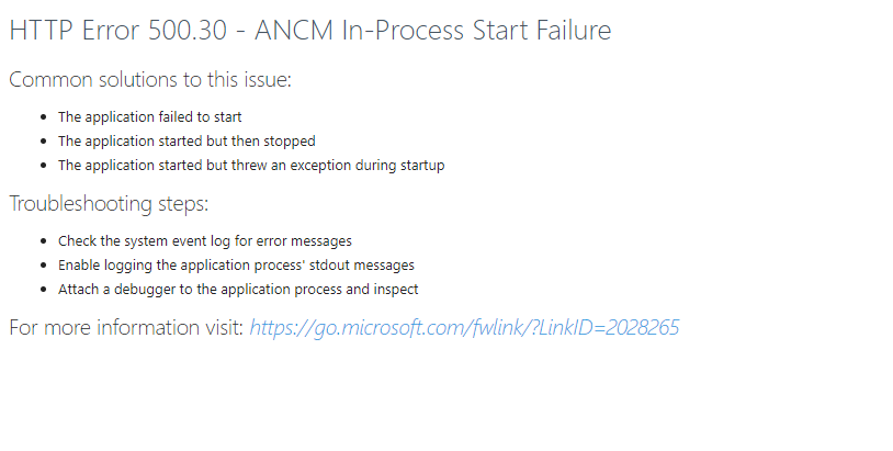 HTTP Error 500.30 - ANCM In-Process Start Failure · Issue #818 · OfficeDev/microsoft-teams-apps ...