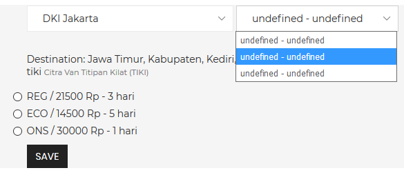 Get ajax dropdown base on parent id return undefined · Issue #1 · mgufrone/laravel-rajaongkir ...
