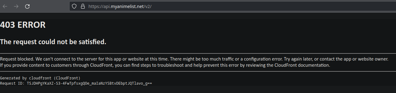 MAL maintenance shows up as IP being banned · Issue #1799 · MALSync/MALSync · GitHub