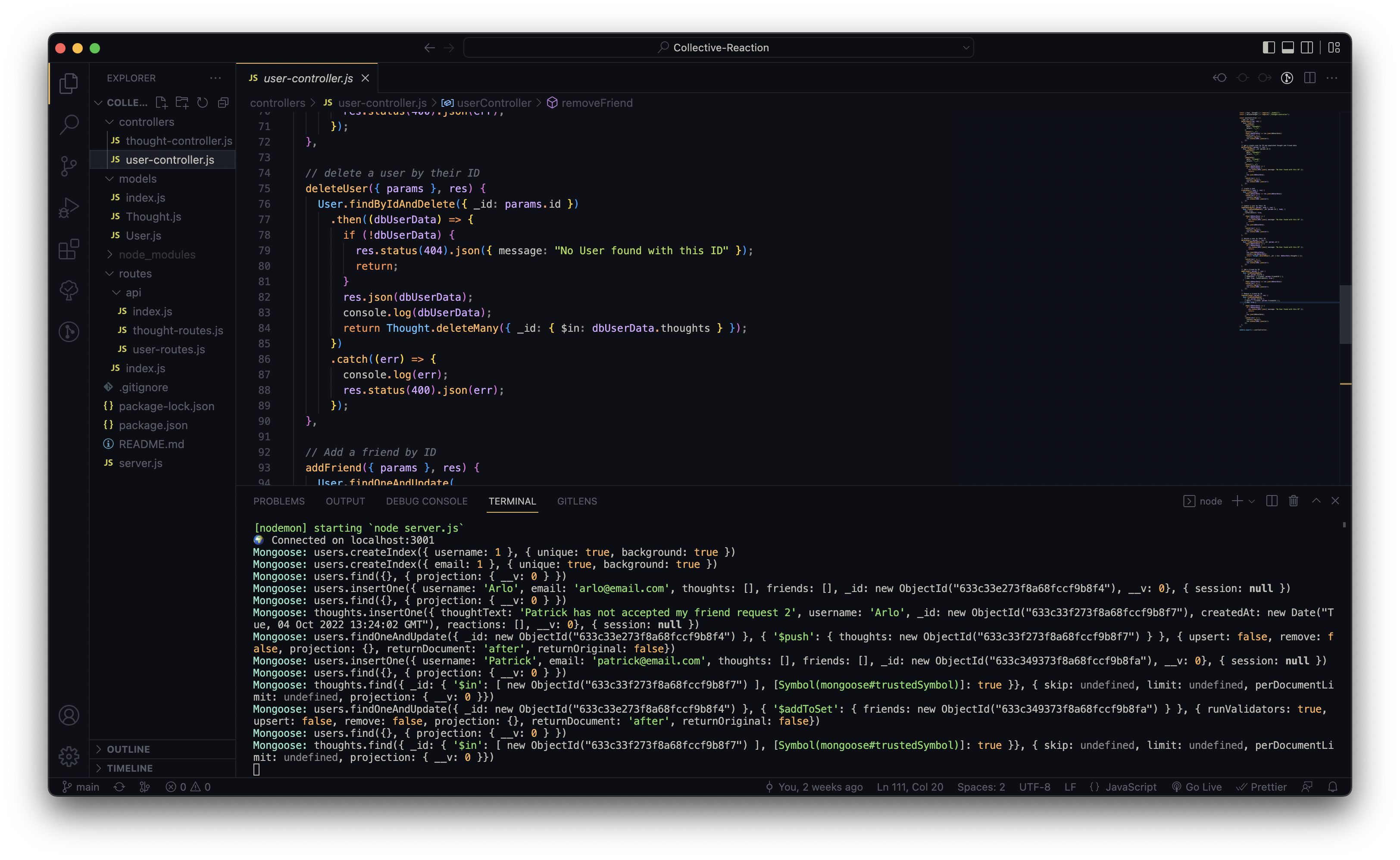 GitHub - Patrickgp/Collective-Reaction: An API for a social network web application utilizing ...