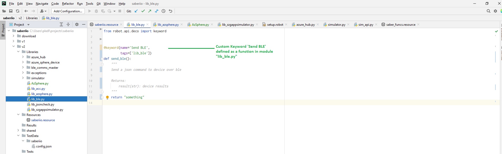 Keywords defined in static custom libraries in Python classes are marked "RED" as "Undefined ...