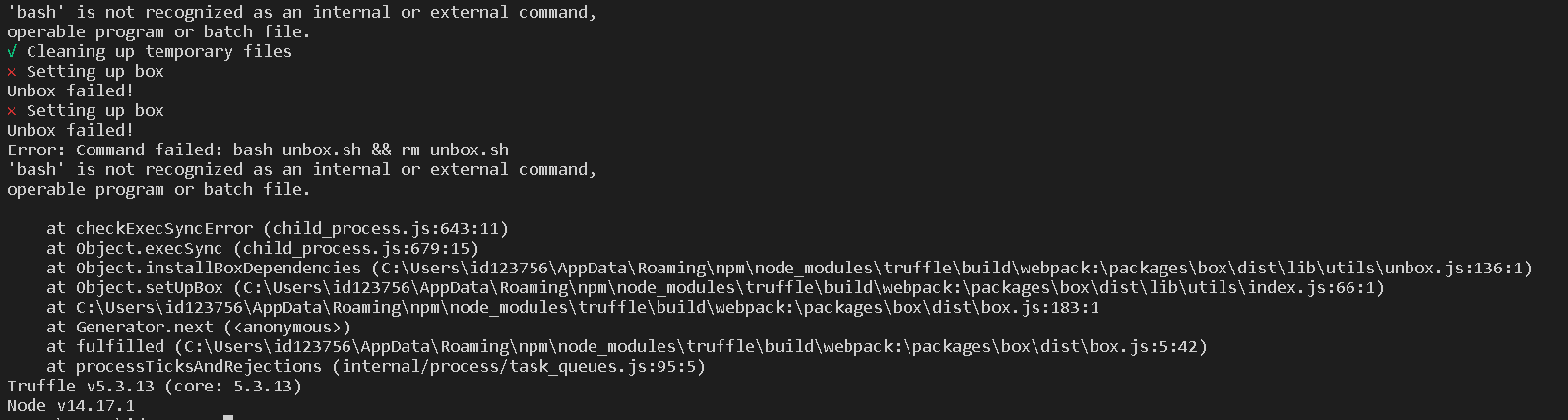 When Using Truffle Unbox I Get Bash Not Recognised Error · Issue 4154 · Trufflesuite Truffle