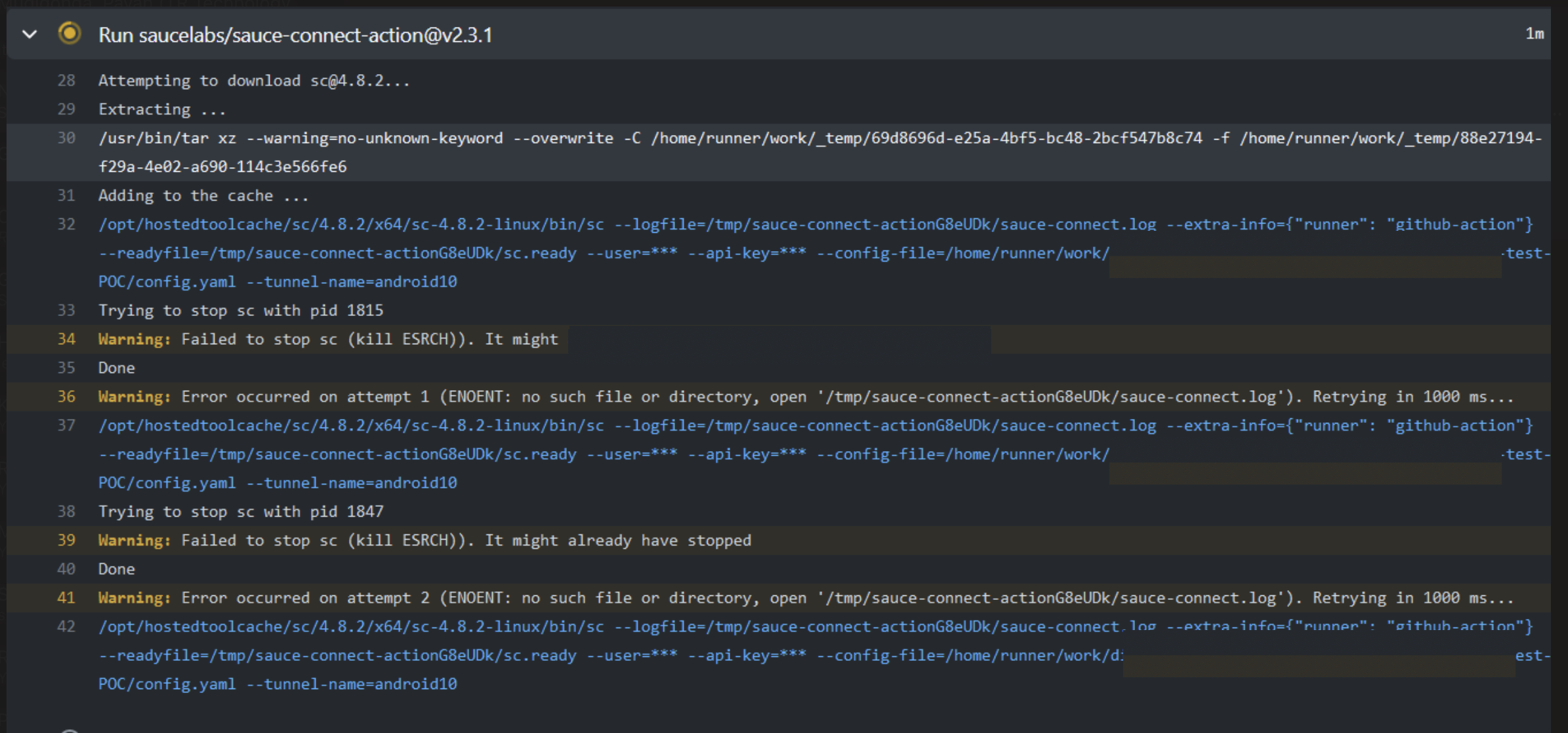 Error related to log file · Issue #68 · saucelabs/sauce-connect-action · GitHub