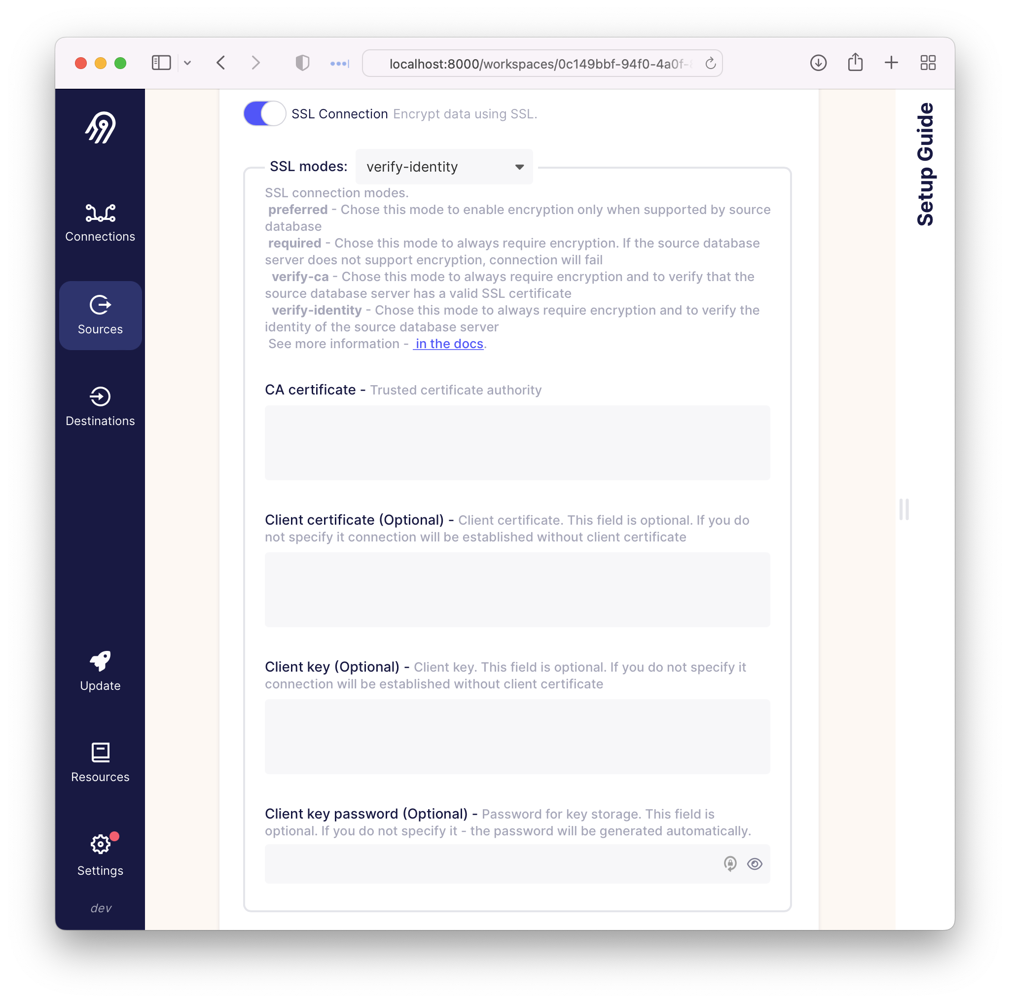 SSL Certificate input for source MySQL · Issue #6985 · airbytehq/airbyte · GitHub