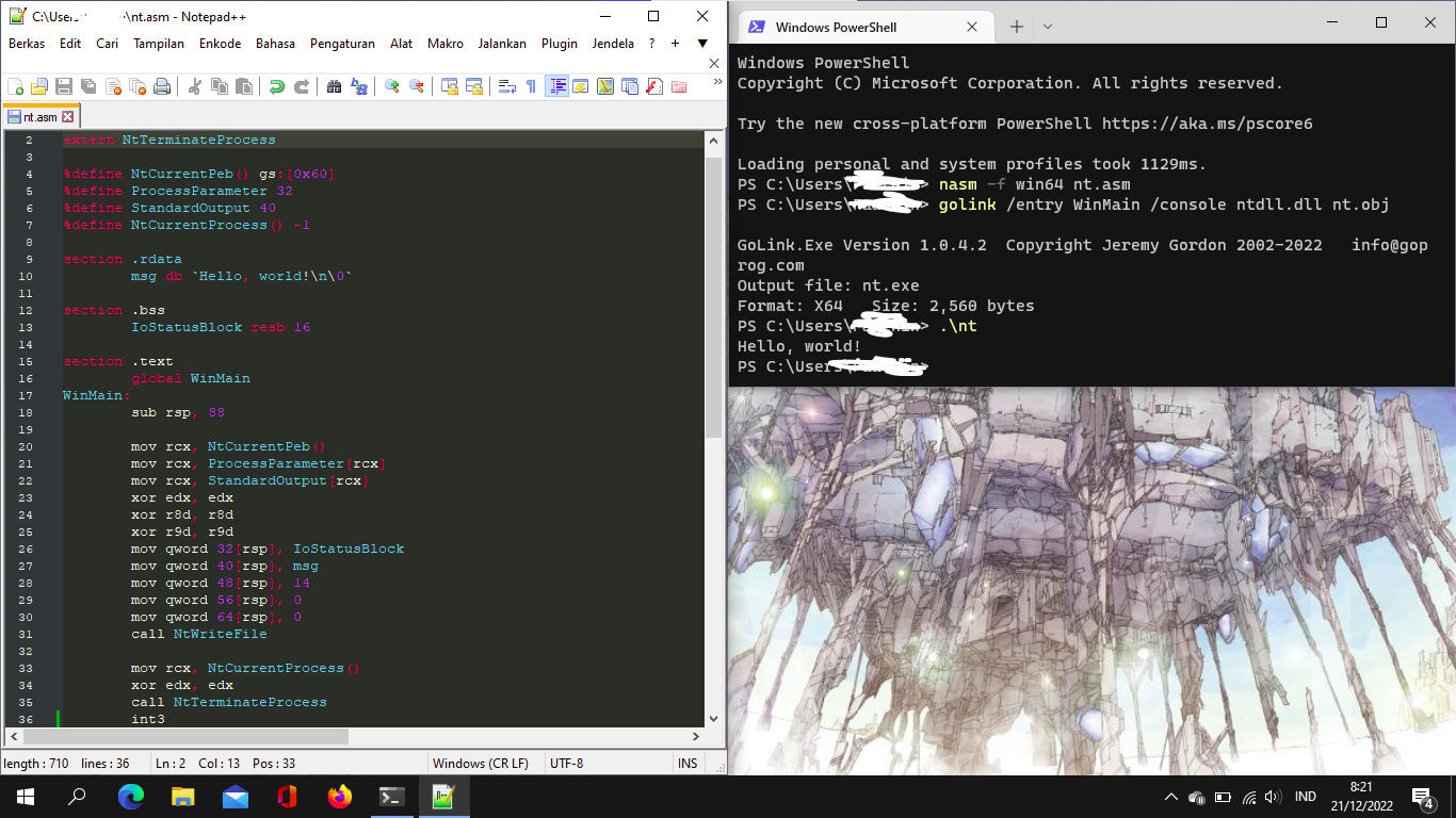 Github Febnughello World Nt Api Hello World Assembly On Windows X64 Using Native System Call