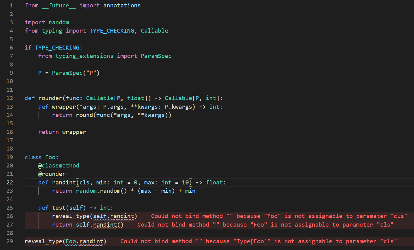 Decorator Functions Using Paramspec Cause Errors When Used On Classmethods · Issue 1939 9615
