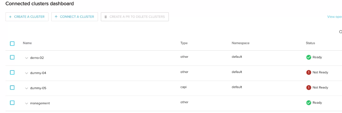 Connected Clusters Dashboard Type Column · Issue 1071 · Weaveworksweave Gitops Enterprise · Github