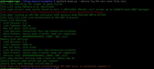 Send excel sheet to Raspy using beam.py · Issue #201 · nfcpy/nfcpy · GitHub