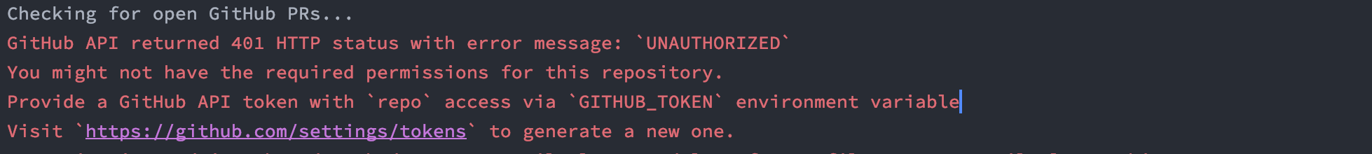Issue #493: When GitHub token is invalid/expired, provide information ...