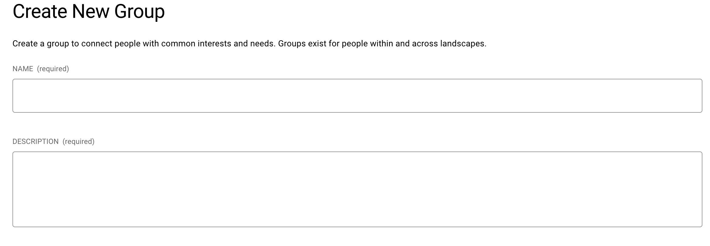 Create group form lacks placeholder text for name · Issue #579 · techmatters/terraso-web-client ...