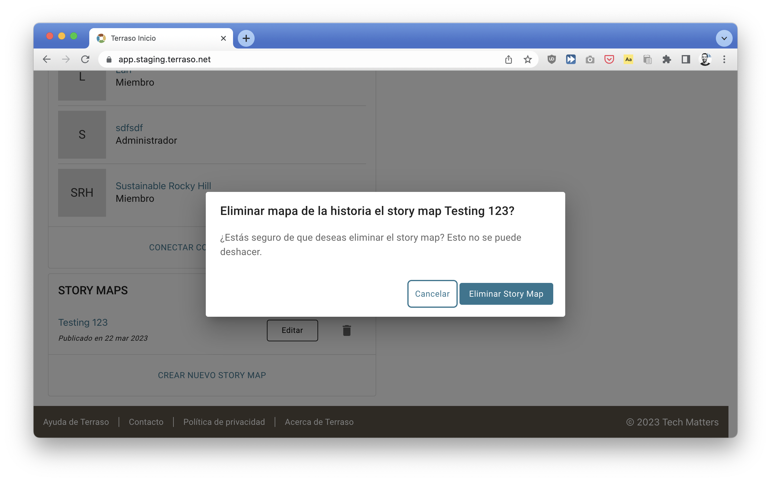 Story Maps: delete story map (draft/published) · Issue #736 · techmatters/terraso-web-client ...