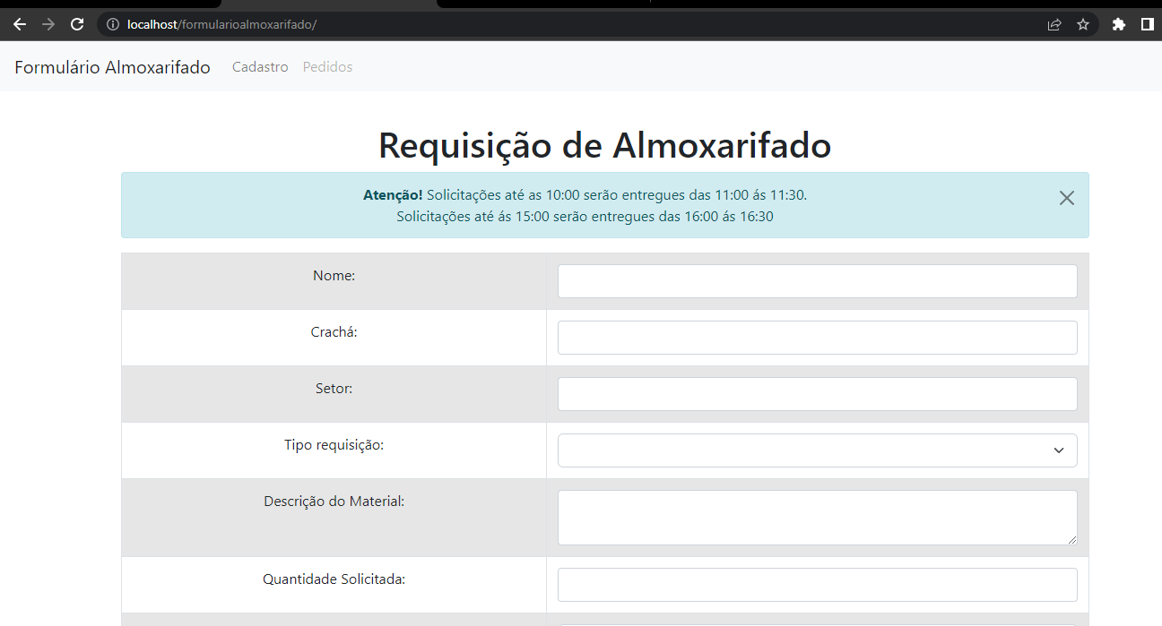 GitHub - mabi00/php-formulario-almoxarifado: Um formulário onde um funcionário solicita itens ...