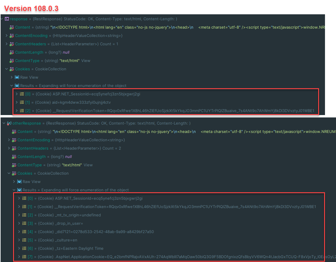 Cookies Are Not Being Handling In The Same Way From V108 0 3 To New Ones · Issue 2074