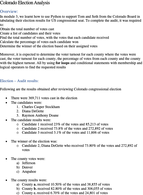 GitHub - diana-arango/Election_Analysis: Python Module